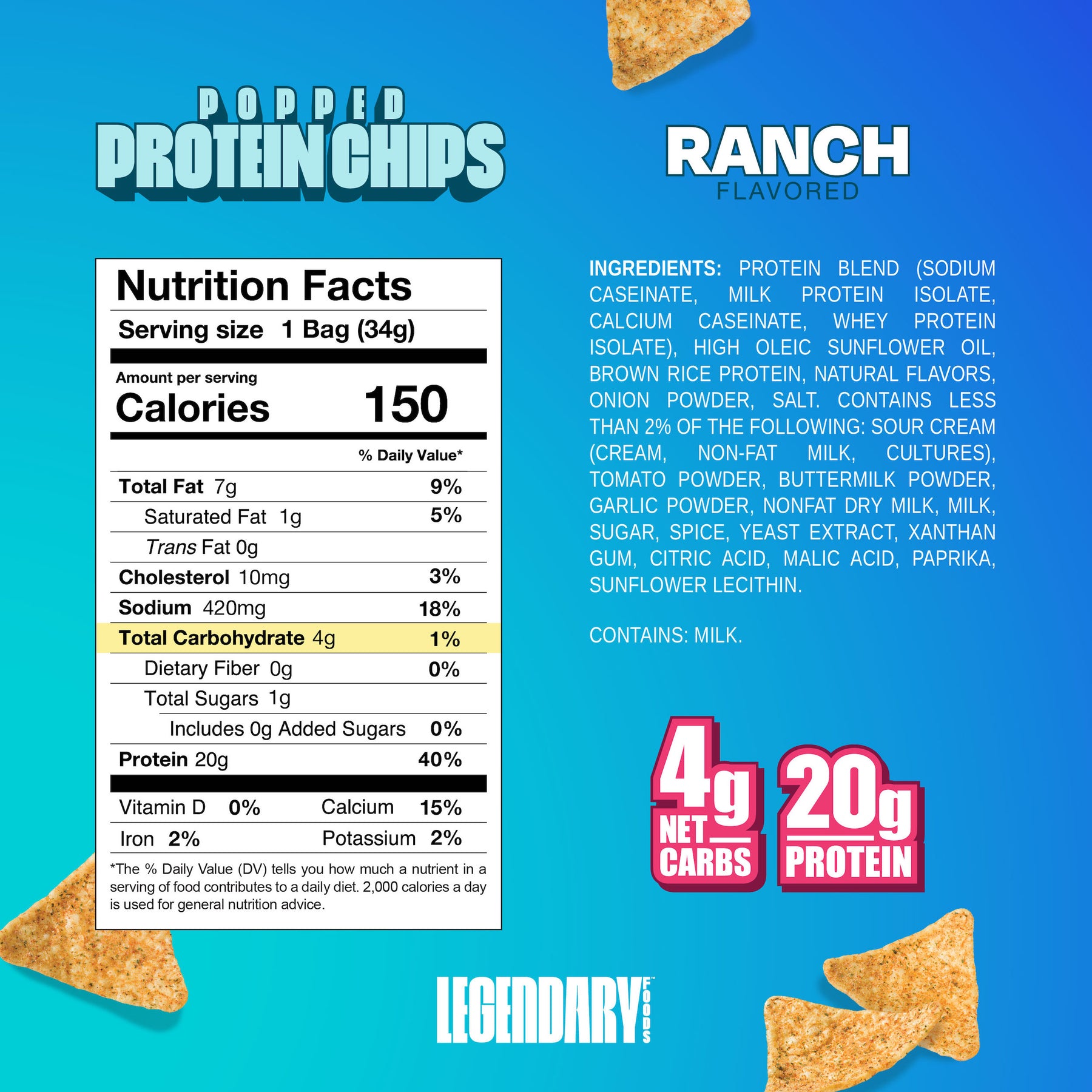 Ranch Flavored Popped Protein Chips | Legendary Foods